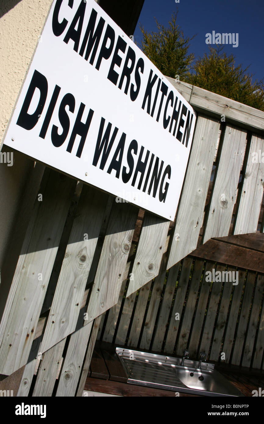 sign for washing up facilities on camp site, Ireland Stock Photo - Alamy