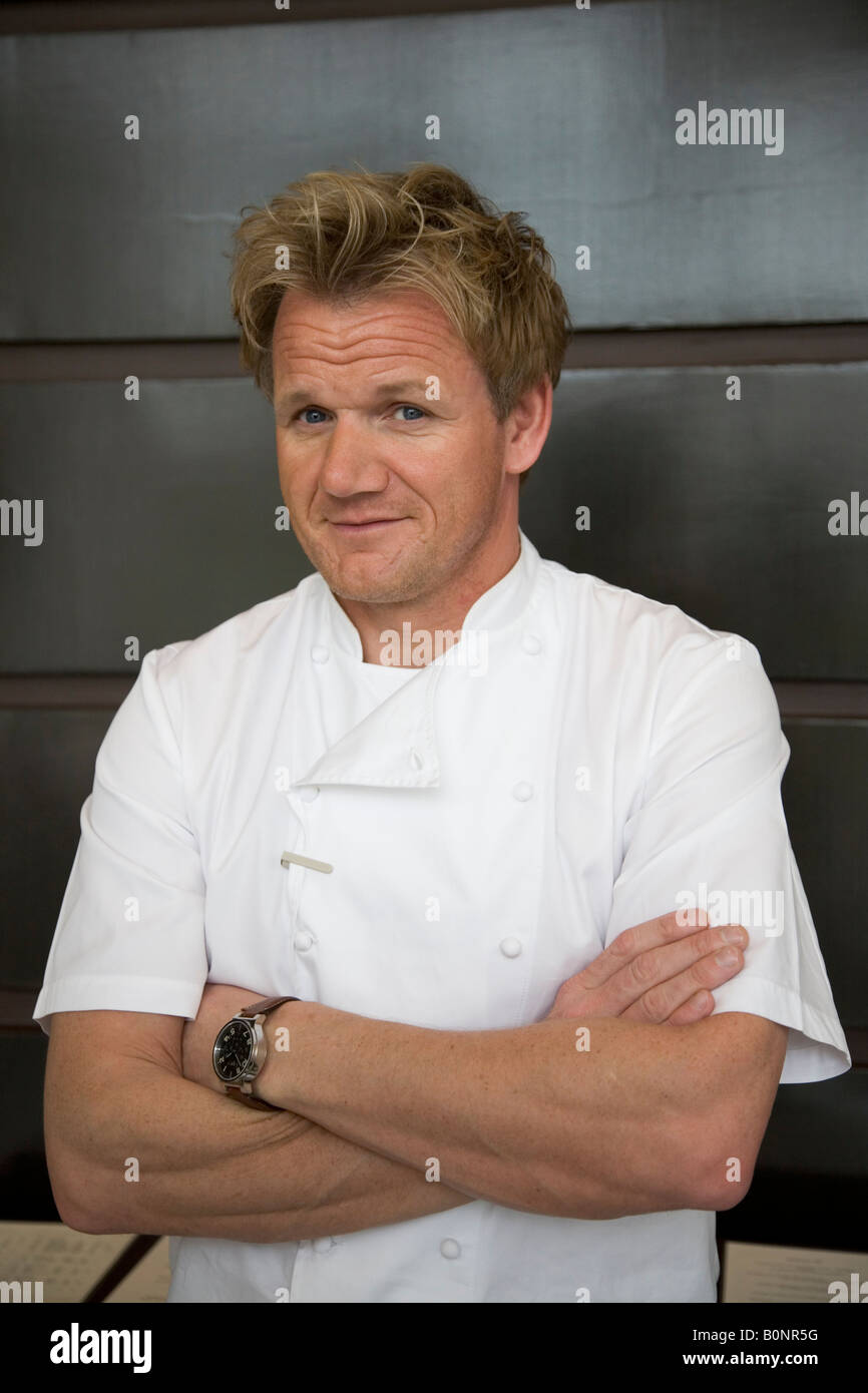 Preparations before the opening night of Gordon Ramsays new restaurant ...