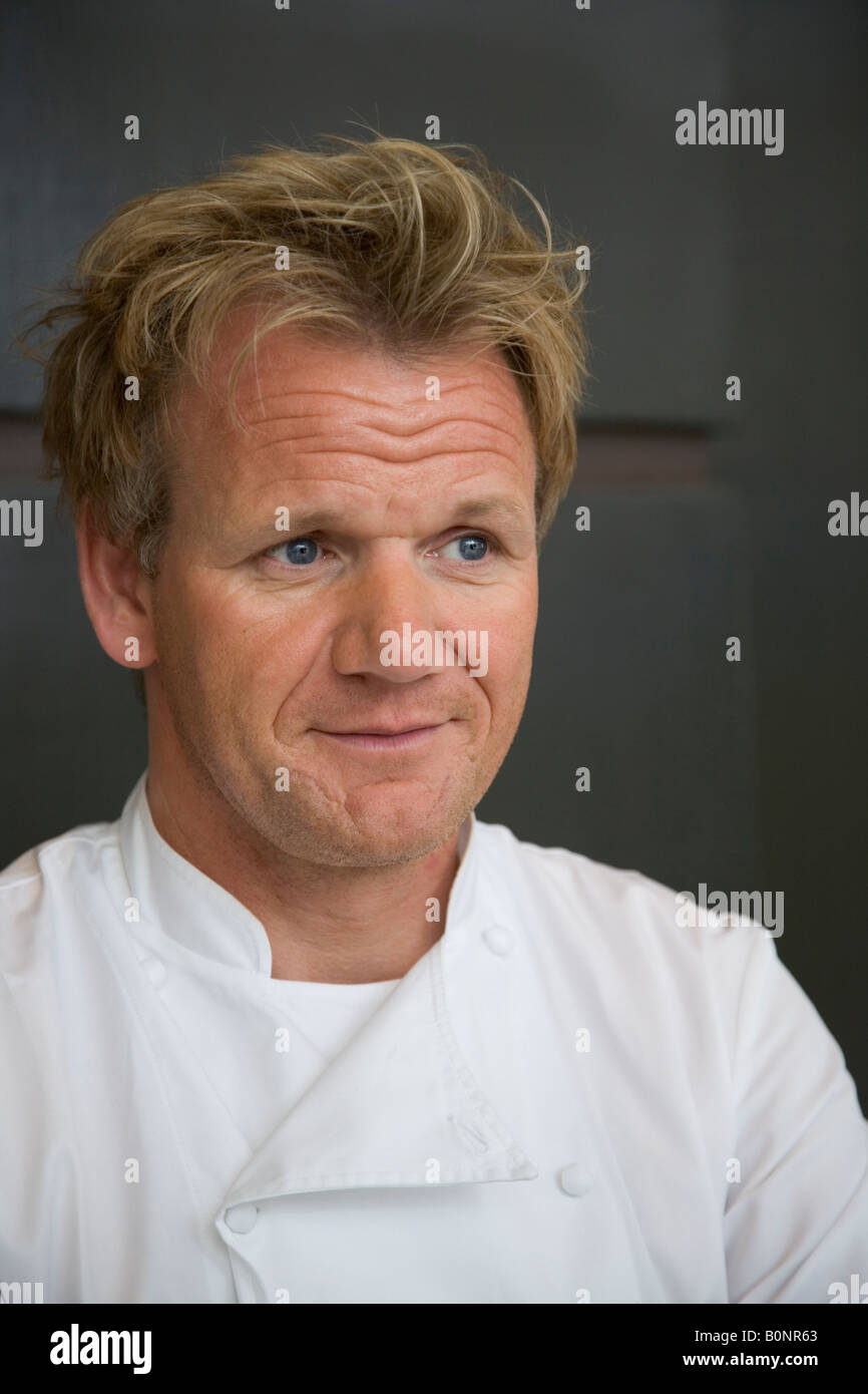 Preparations before the opening night of Gordon Ramsays new restaurant ...