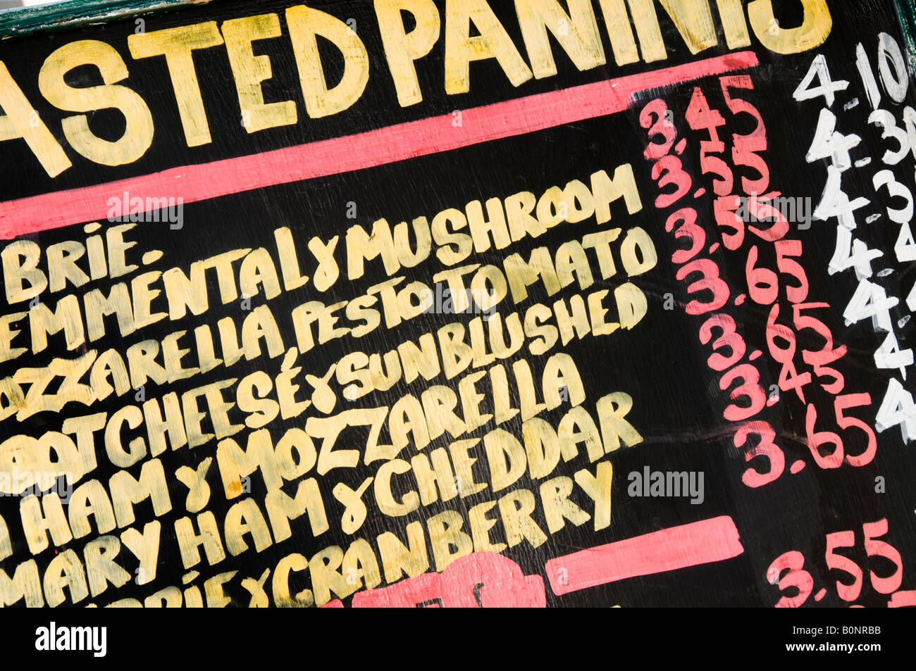 Menu at cafe, London, England Stock Photo - Alamy