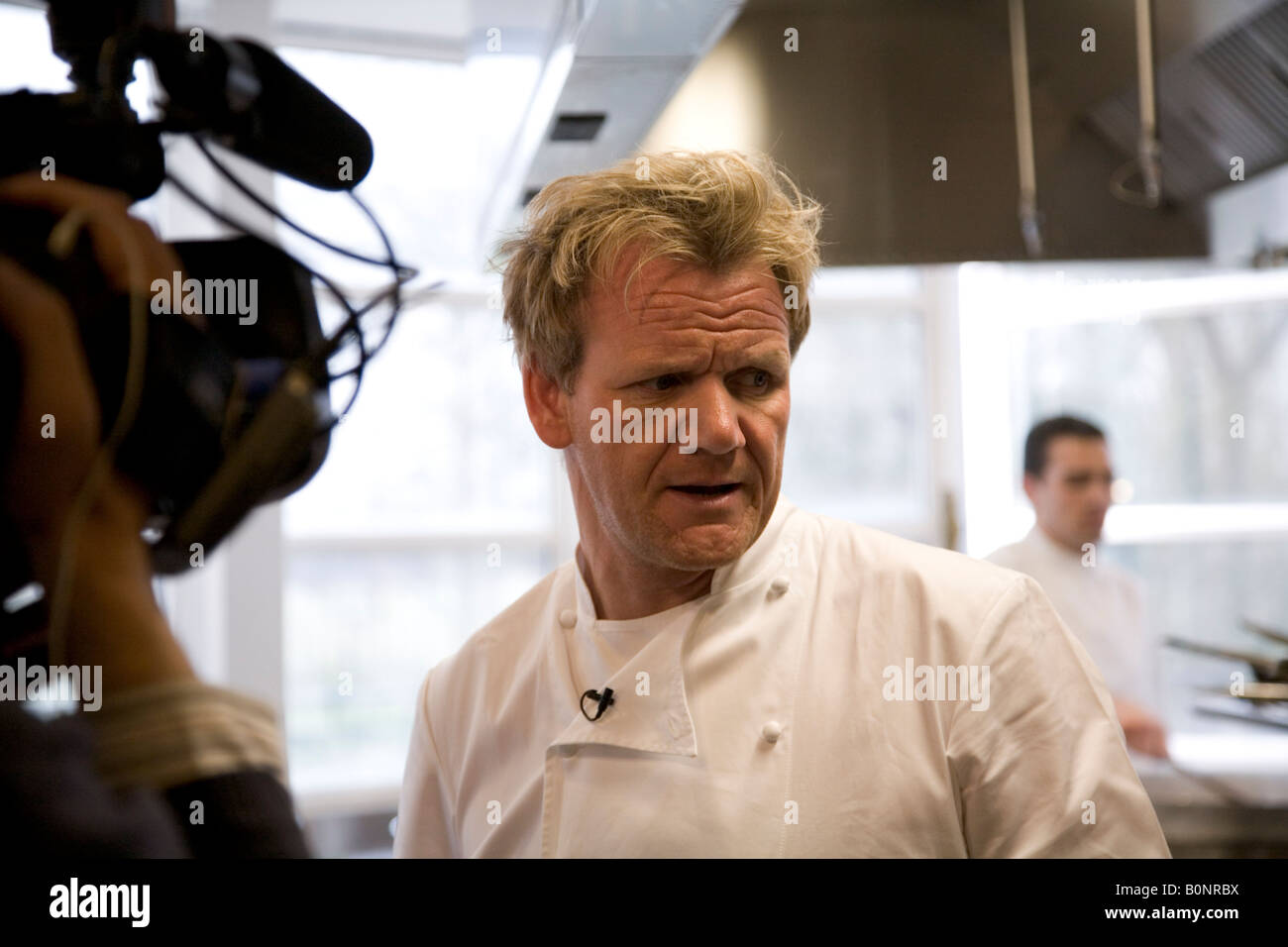 Preparations before the opening night of Gordon Ramsays new restaurant ...