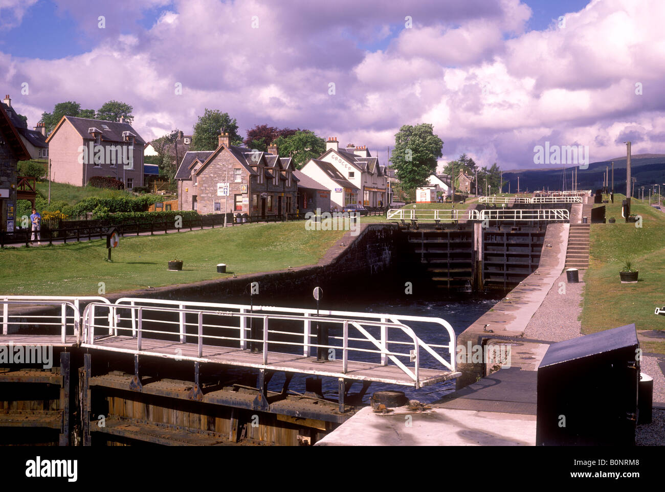 Locks at Fort Augustus a holiday village on the Caledonian Canal at ...