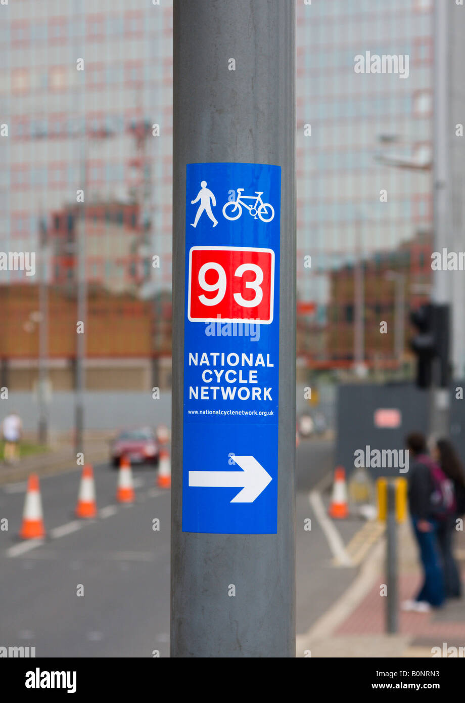National Cycle Network sign attached to post Belfast Stock Photo - Alamy