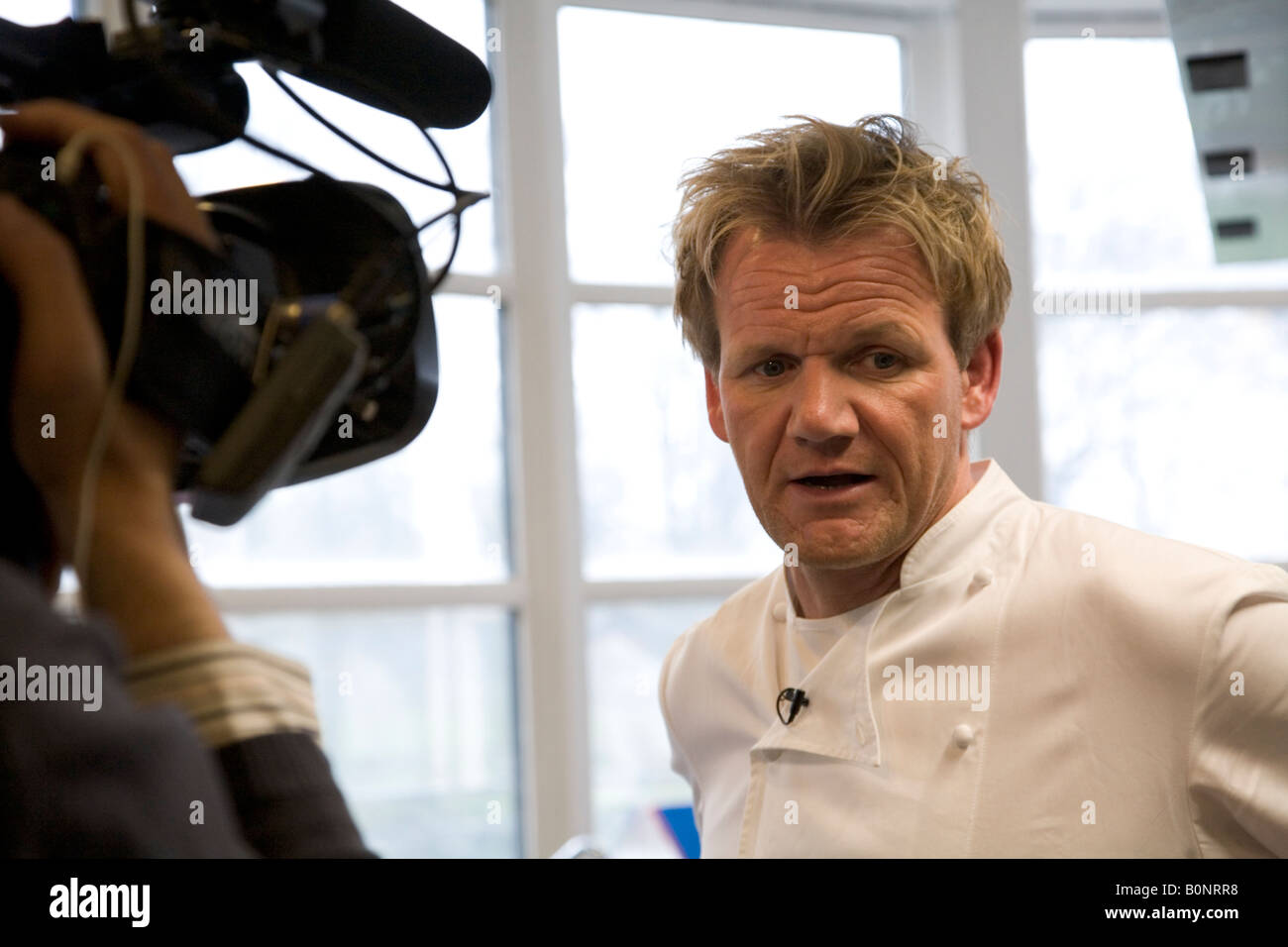 Preparations before the opening night of Gordon Ramsays new restaurant ...