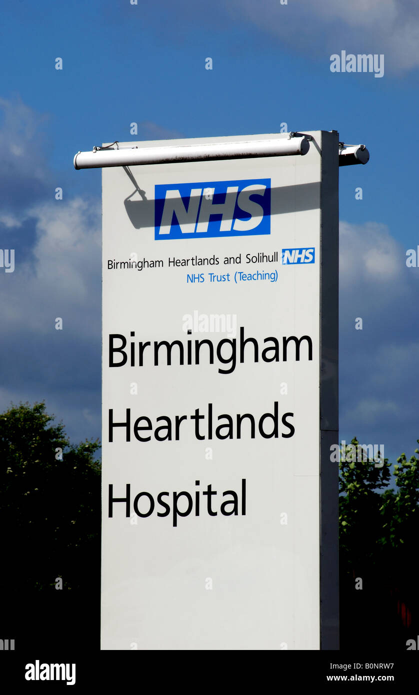Birmingham Heartlands Hospital sign, West Midlands, England, UK Stock ...
