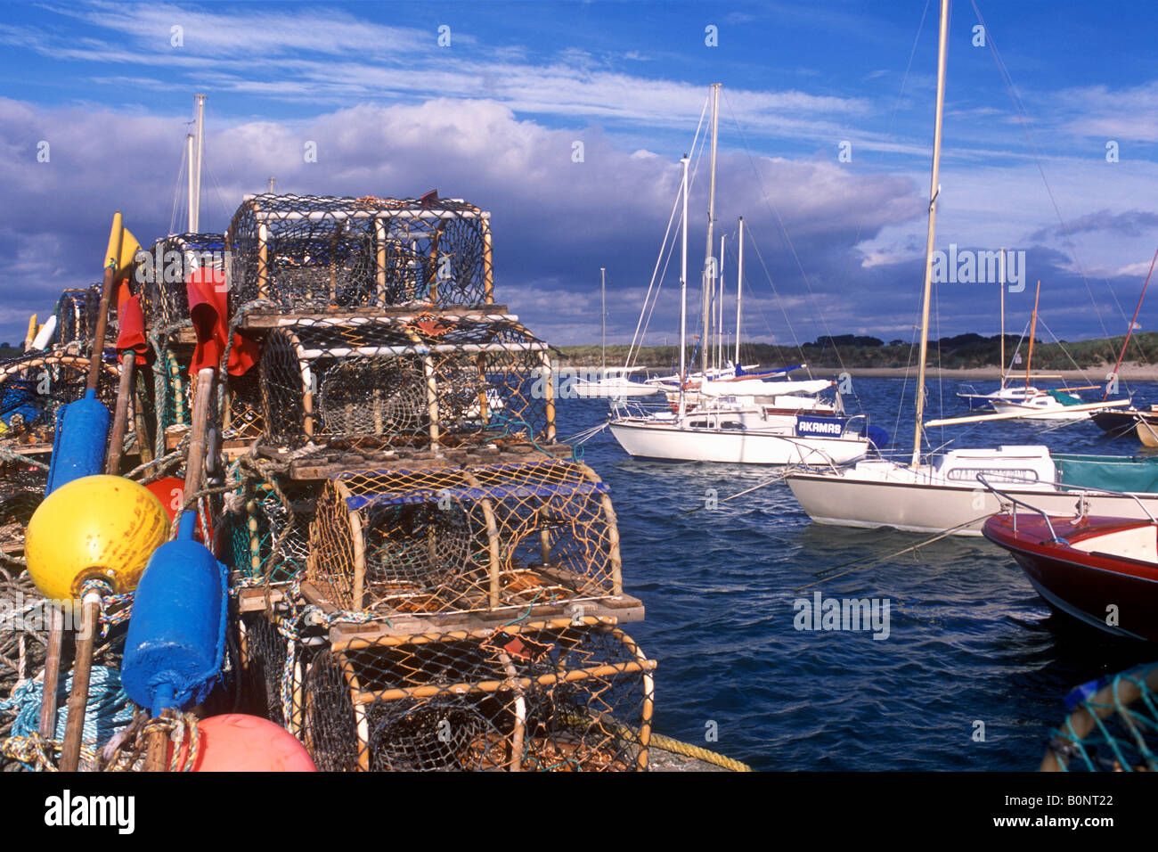 Beadnell - Quayside scene on Beadnell Bay in the Northumberland village ...