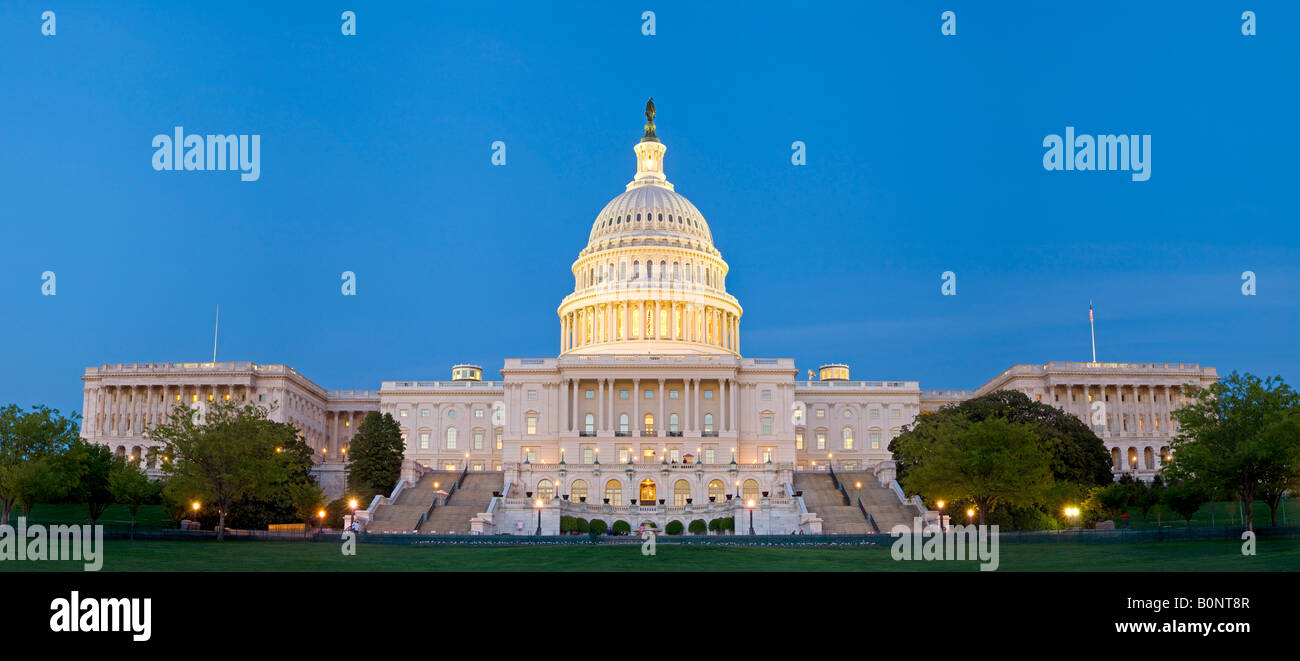 US Capitol Congress building at dusk. High resolution panorama Stock ...