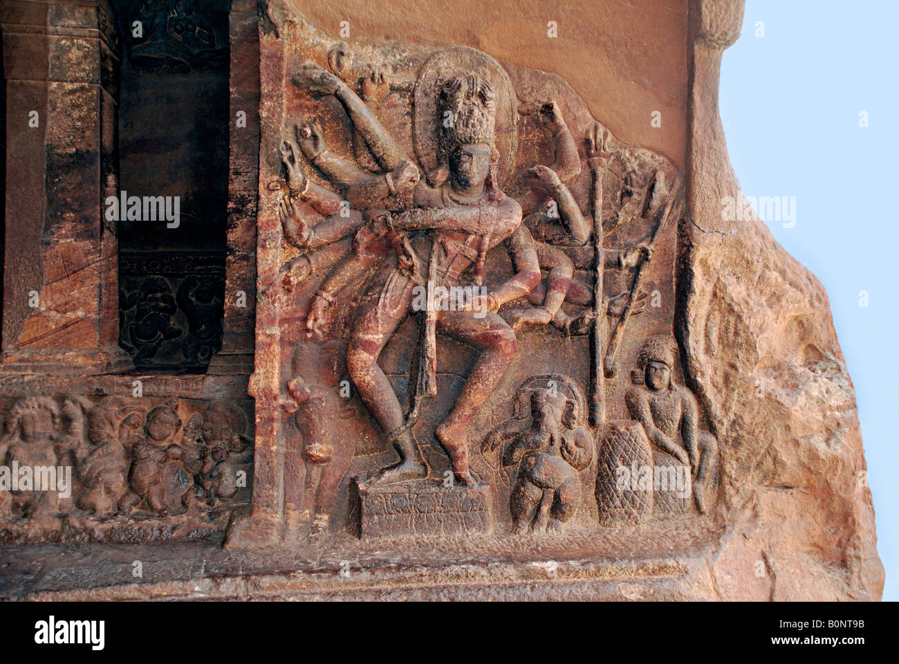 Cave 1 : Entrance. Lord Shiva as dancing Nataraja with 18 hands in ...
