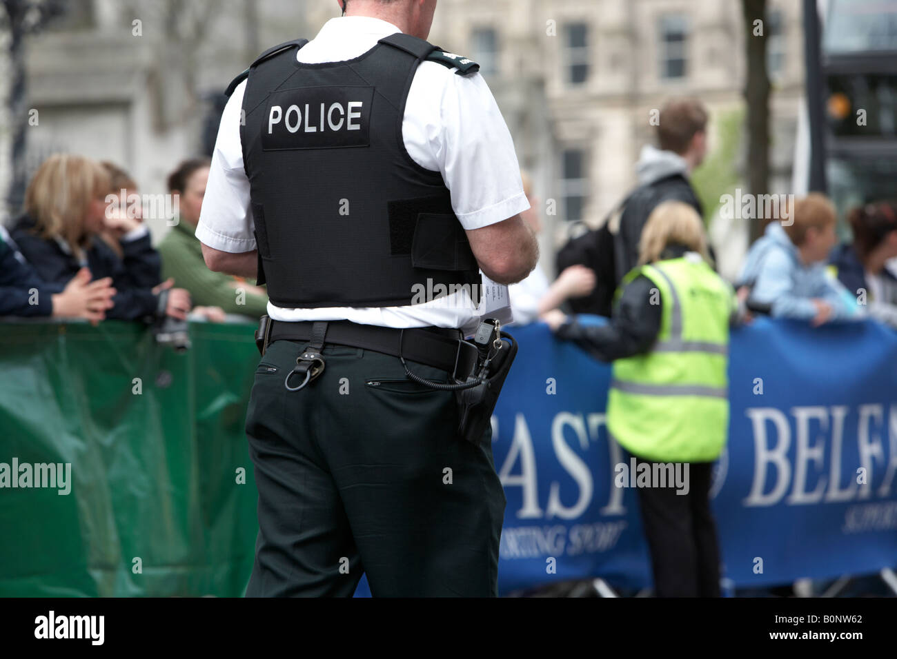 Psni Police Service Northern Ireland Officer On Patrol During Belfast