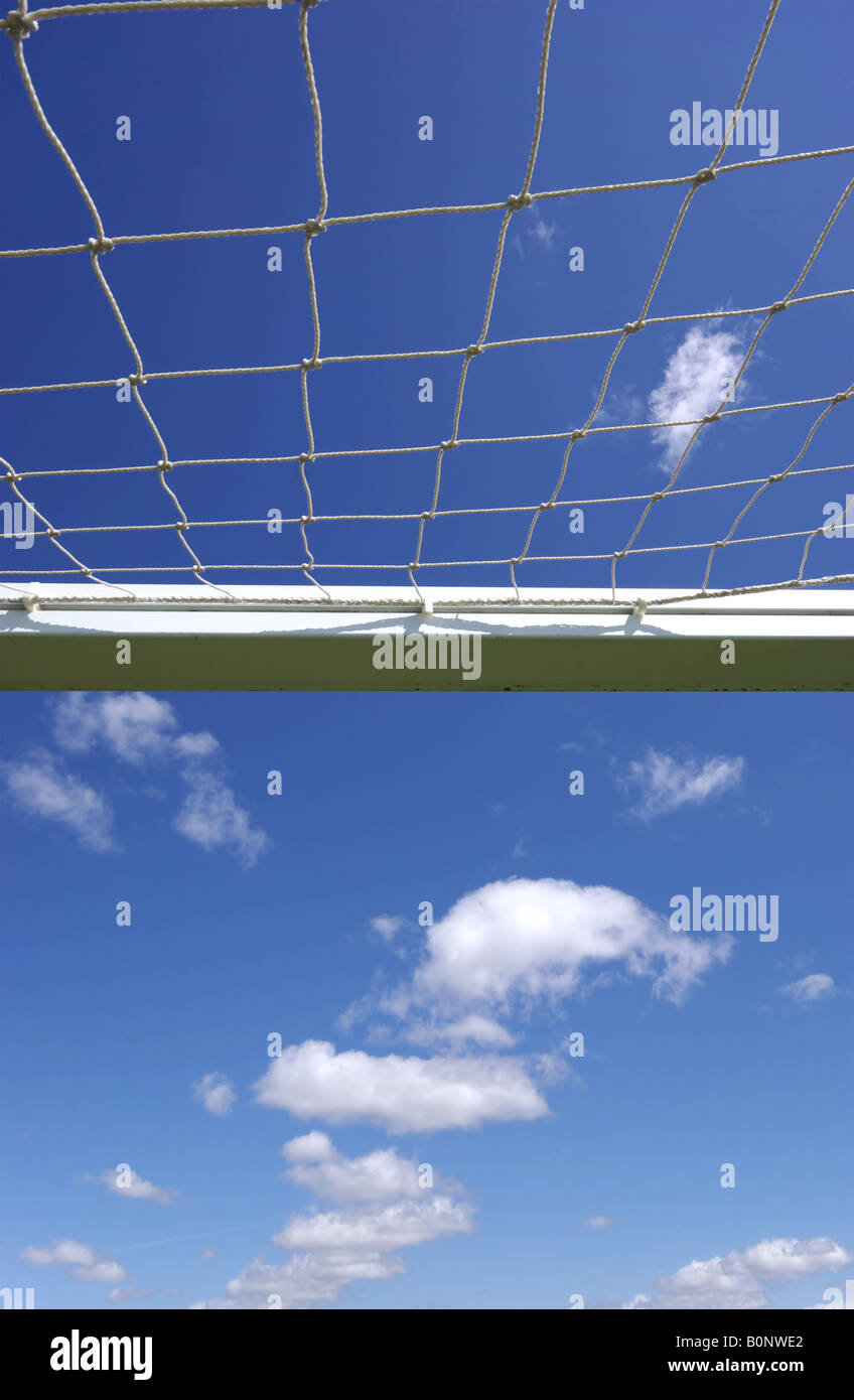 Soccer netting against blue sky Stock Photo - Alamy