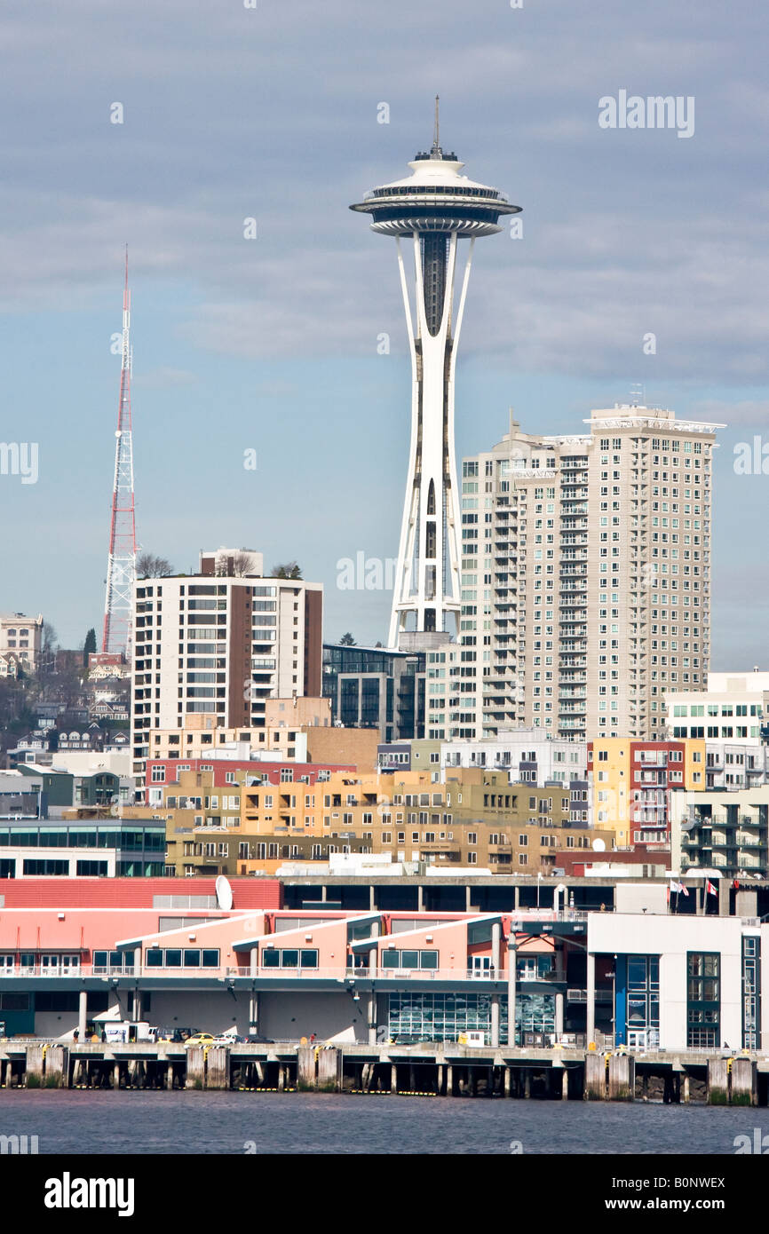 Space Needle and Skyline Buildings Seattle Washington State USA Stock ...