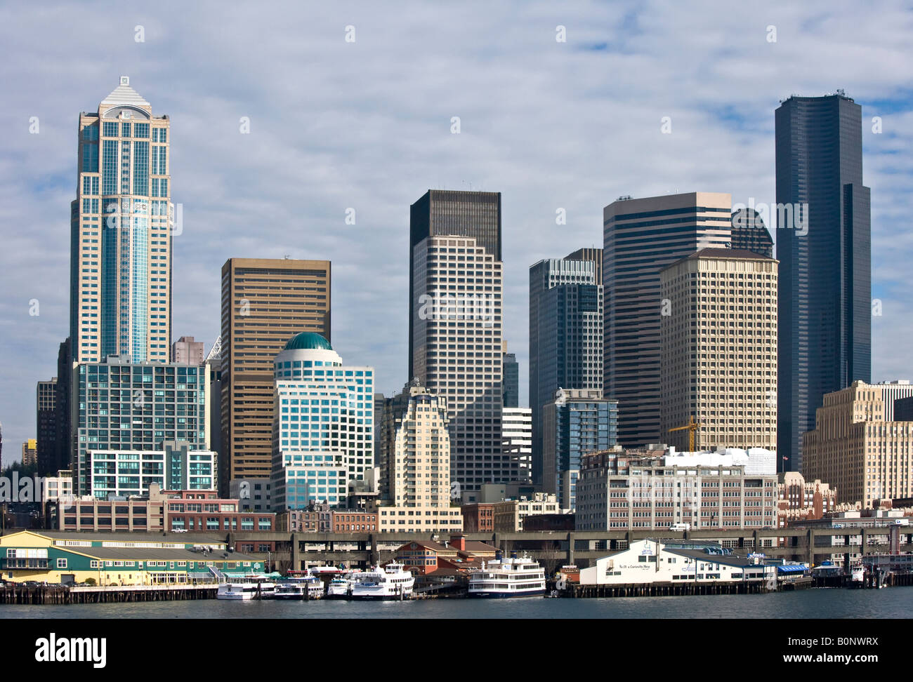Skyline waterfront buildings, Seattle Washington State USA Stock Photo ...