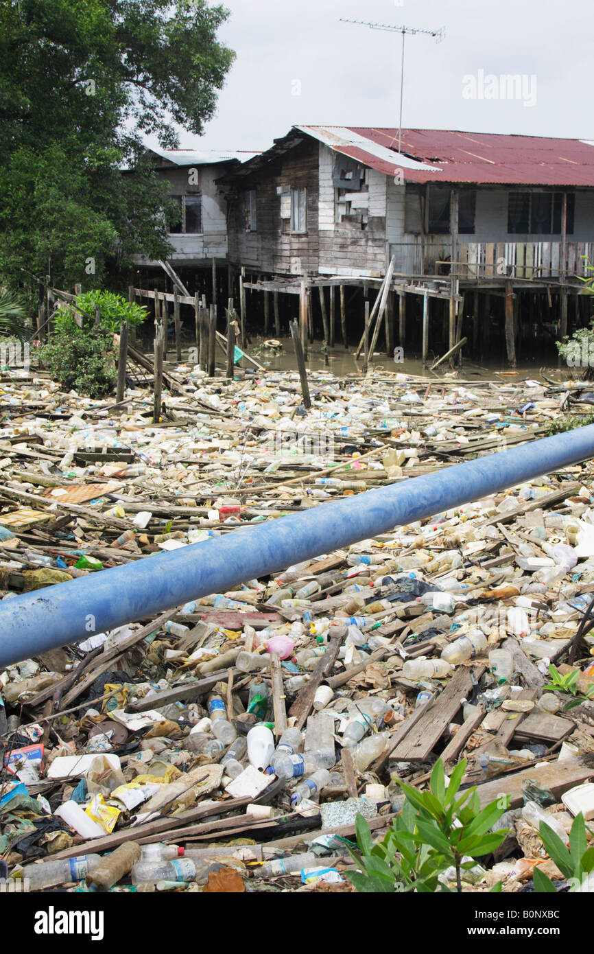 Trash In Stilt Village Of Kampung Ayer, Brunei Stock Photo - Alamy