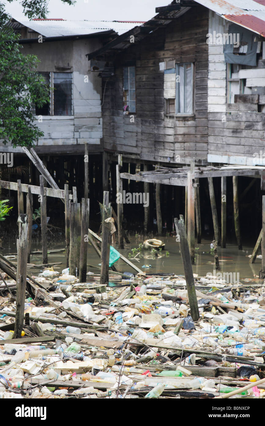 Trash In Stilt Village Of Kampung Ayer, Brunei Stock Photo - Alamy