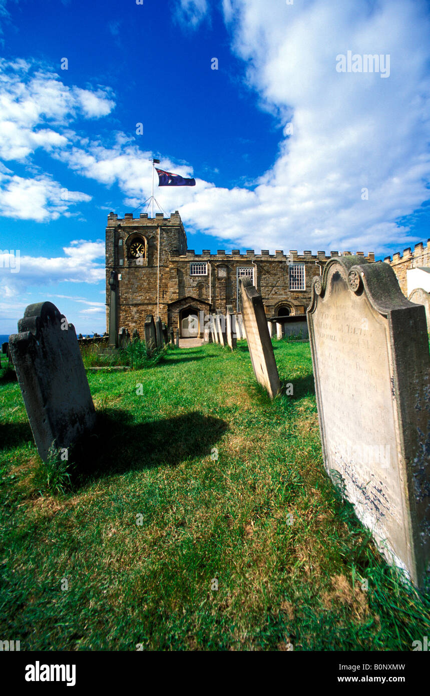 Grave yard at St Marys church Whitby North Yorkshire England Stock ...