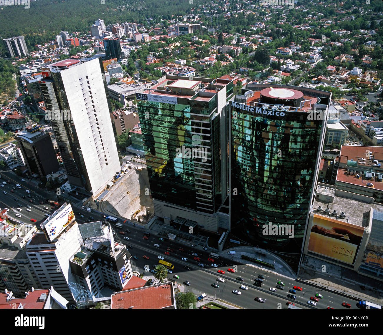 aerial above AIG MetLife insurance towers Mexico City Stock Photo - Alamy