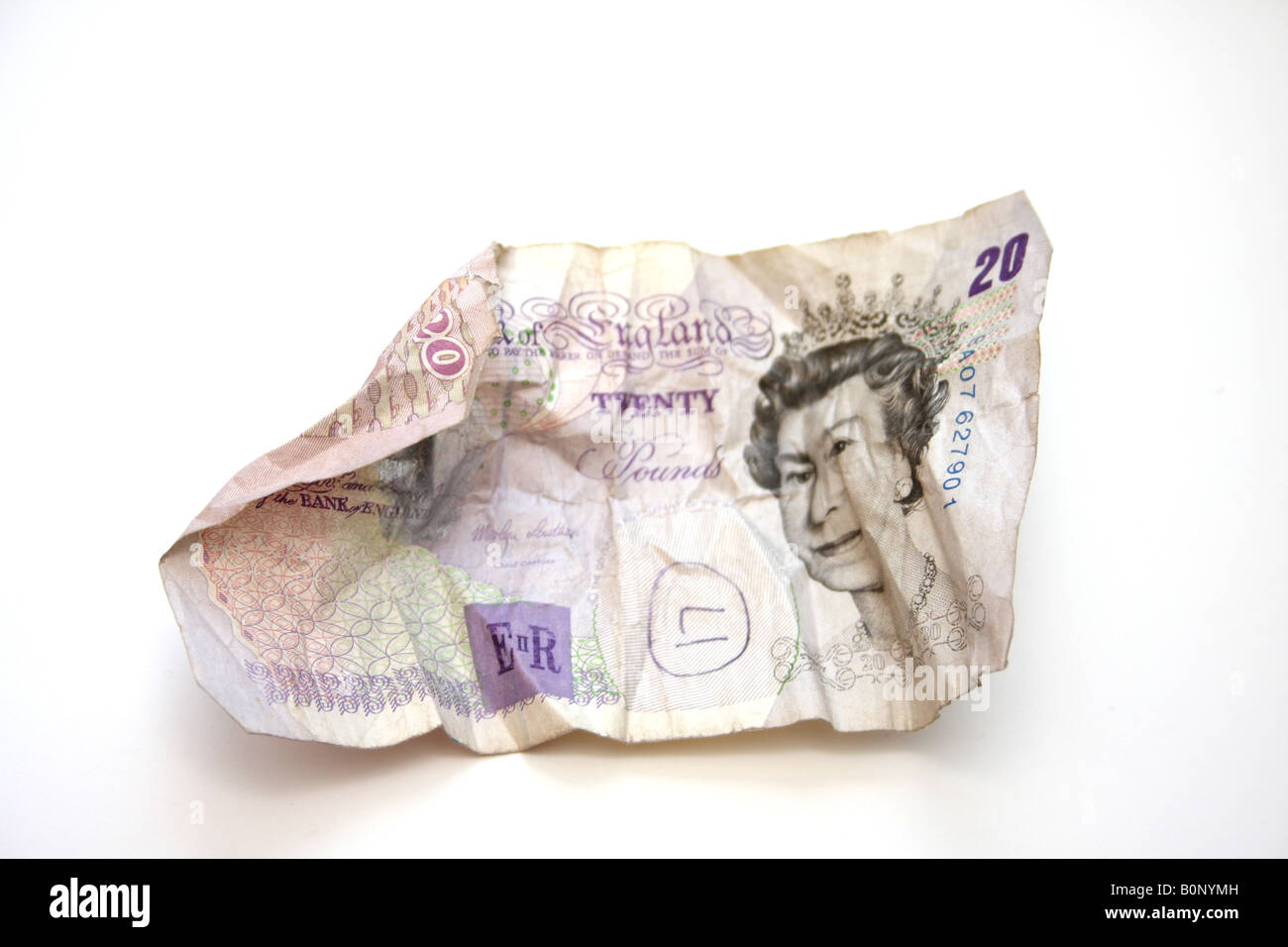 Crumpled twenty pound note hi-res stock photography and images - Alamy