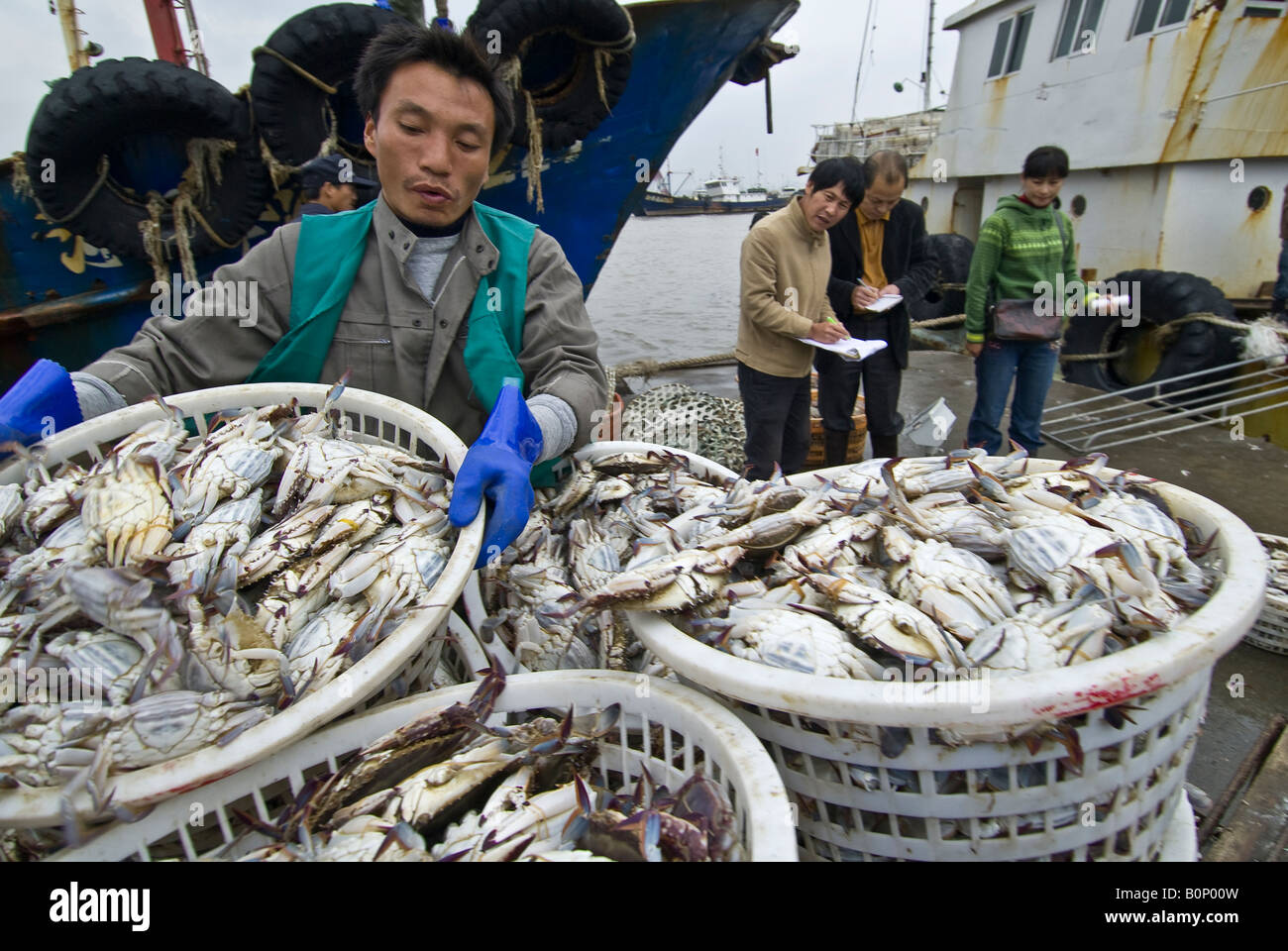 China dock workers hi-res stock photography and images - Alamy