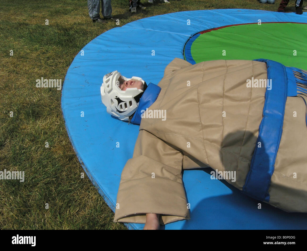 teenage student sumo wrestling at school camp Stock Photo - Alamy