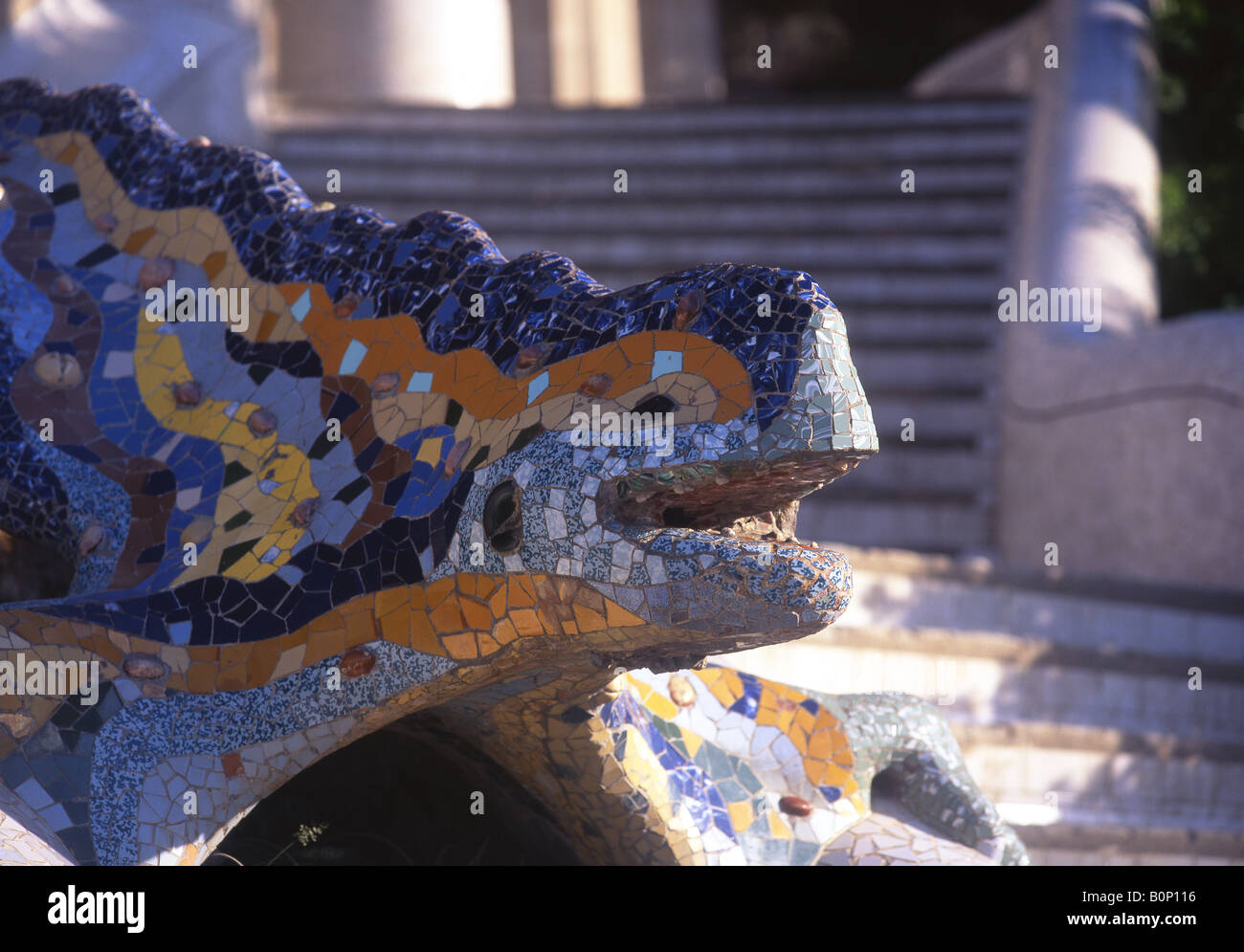Parc Güell Mosaic dragon fountain Designed by Antoni Gaudi Barcelona ...