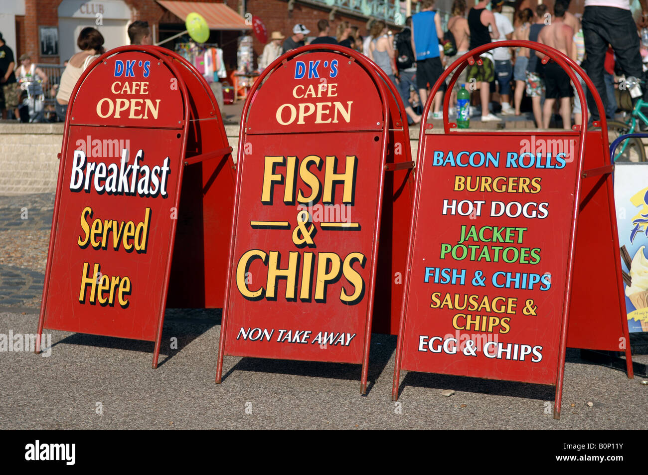 Fast food signs on Brighton seafront UK Stock Photo - Alamy
