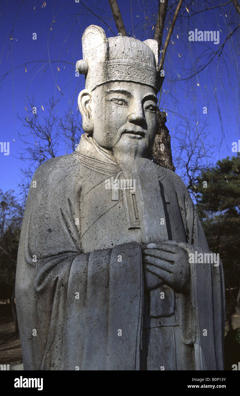 A statue lining the 'spirit way' at the Ming Tombs near the Chinese ...