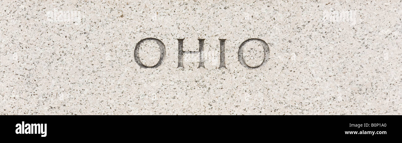 Ohio state name written in grey granite stone Stock Photo - Alamy