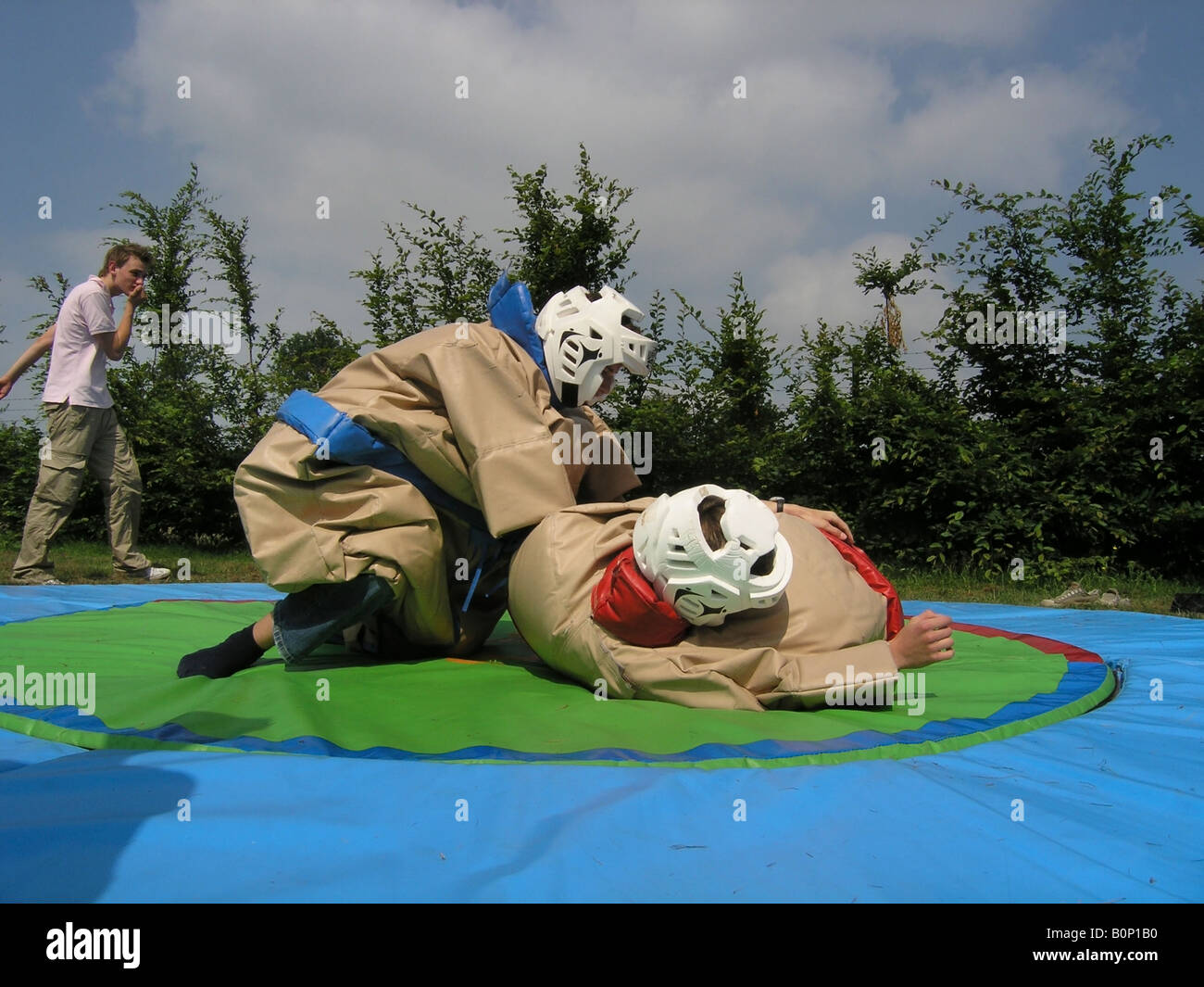 students sumo wrestling at school camp Stock Photo - Alamy