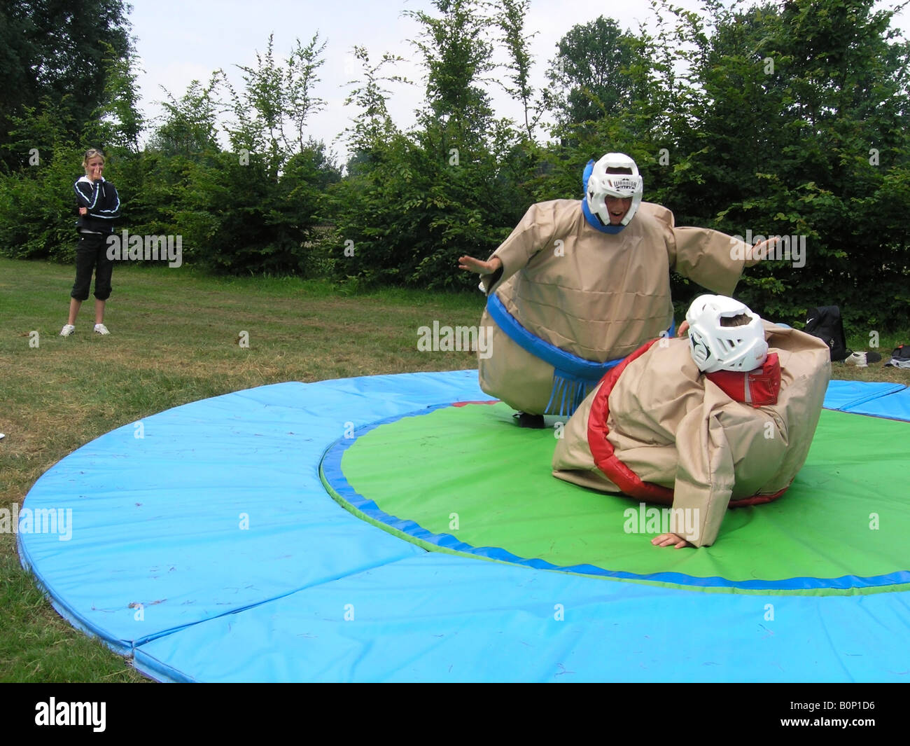 students sumo wrestling at school camp Stock Photo - Alamy