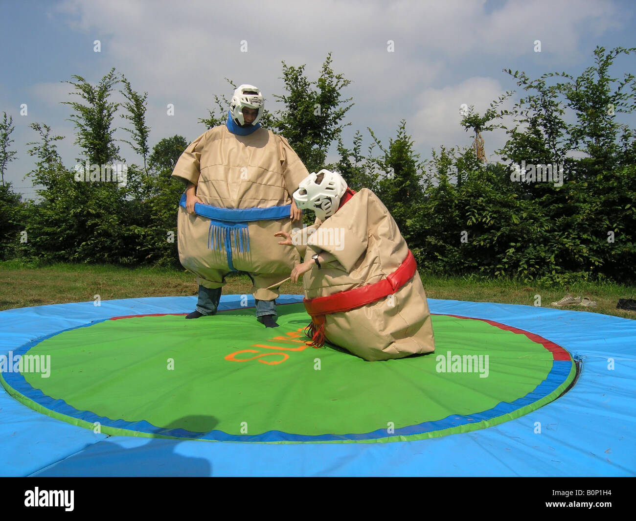 students sumo wrestling at school camp Stock Photo - Alamy