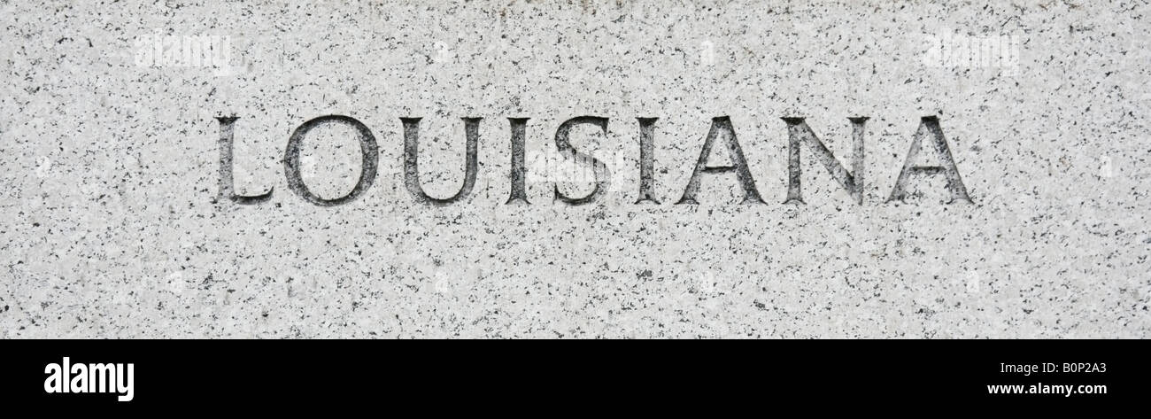 Louisiana state name written in grey granite stone Stock Photo - Alamy