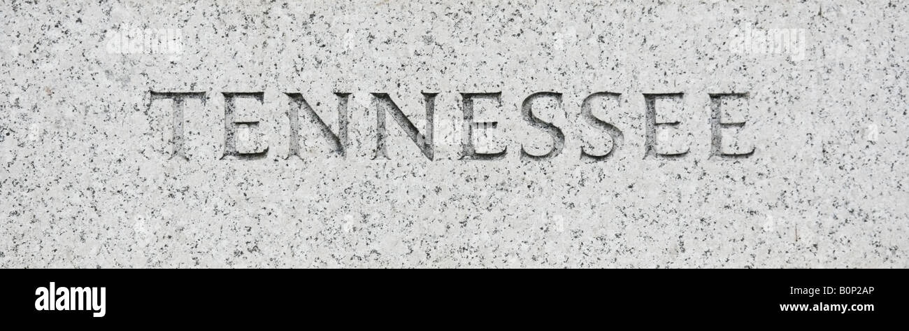 Tennessee state name written in grey granite stone Stock Photo - Alamy