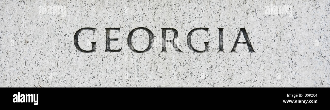 Georgia state name written in grey granite stone Stock Photo - Alamy