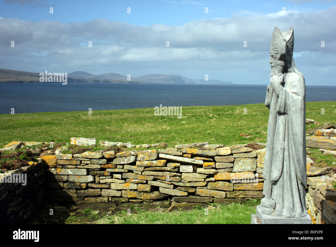 Statue of Saint Patrick at Downpatrick Head on the North Mayo coast ...