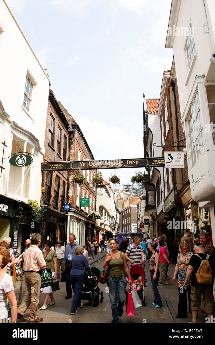 view along stonegate york north yorkshire england uk Stock Photo - Alamy