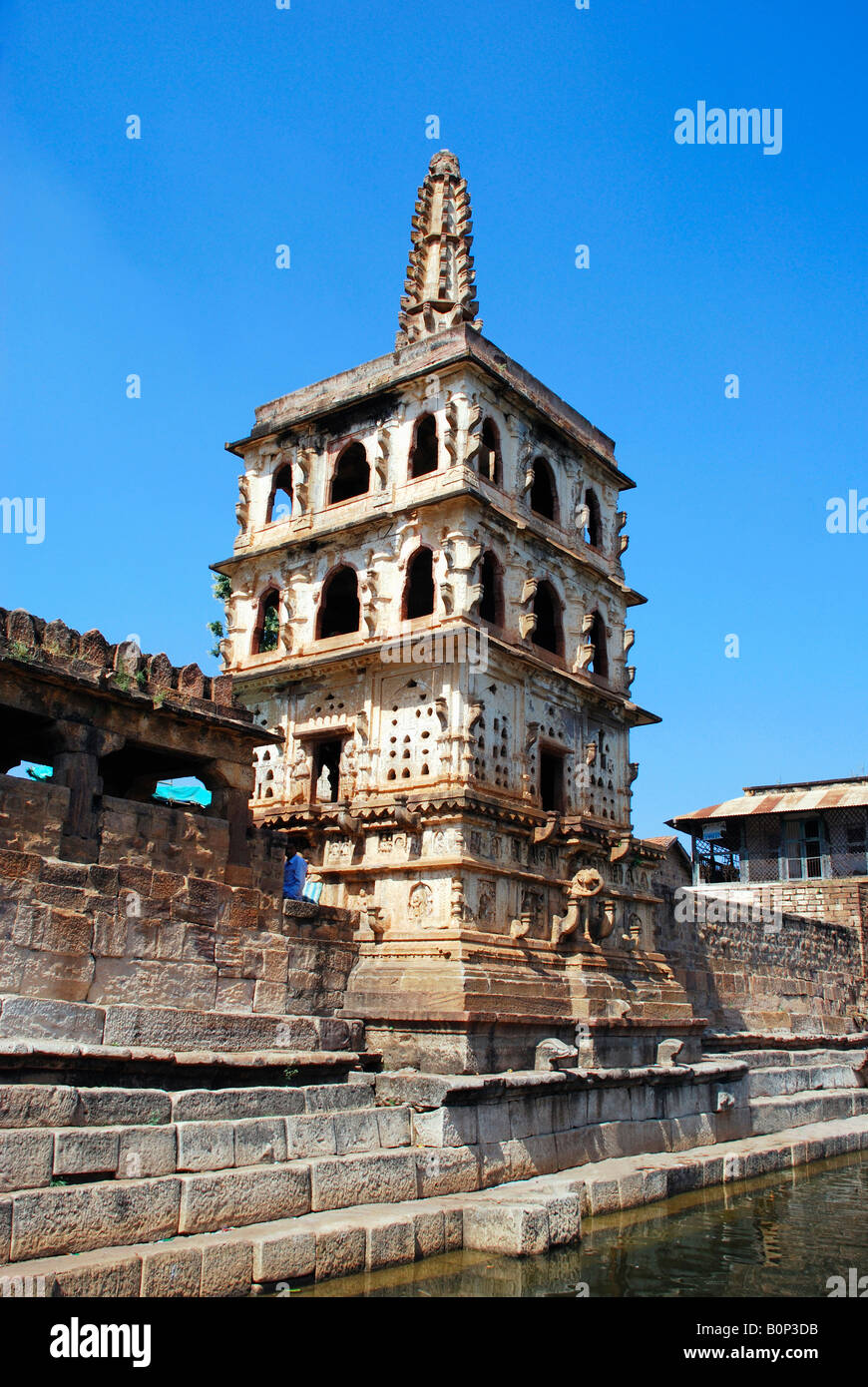 Watch tower and holy pond nearby it, Banashankari Temple, Karnataka ...