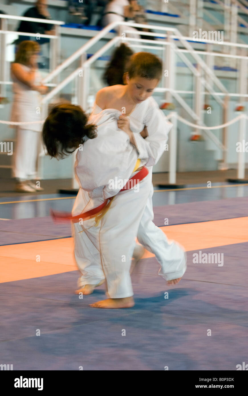 Judo fight children competition sport Stock Photo - Alamy