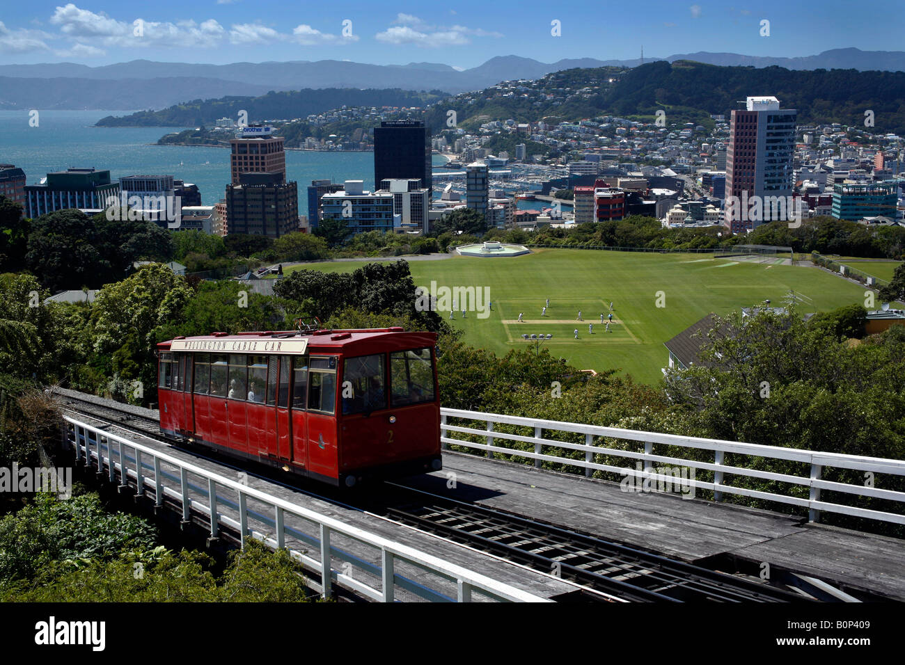 Wellington Cable Car or funicular railway ascends from Lambton Quay to ...