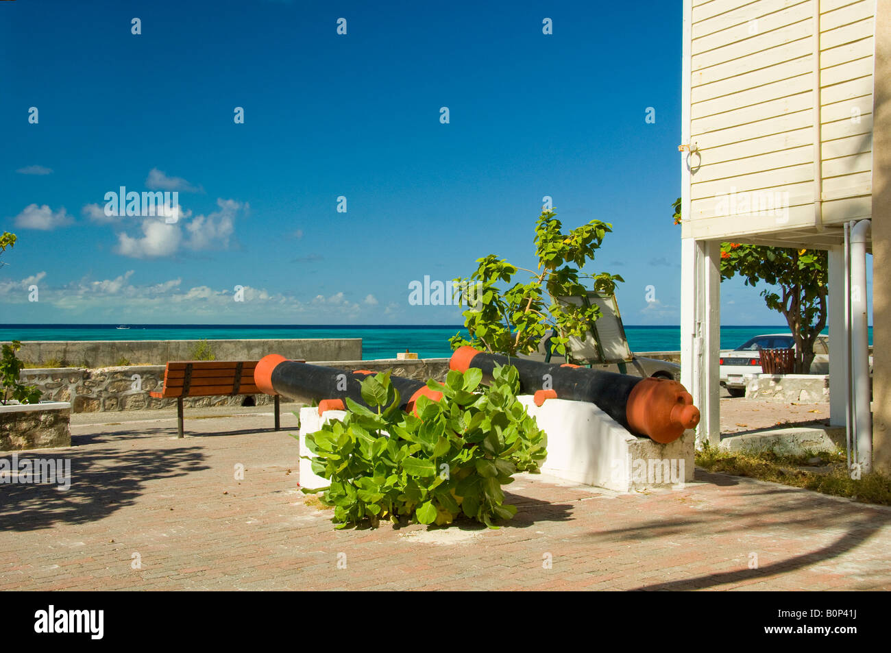 Historic canons in the town square in Cockburn Town Grand Turk Turks ...