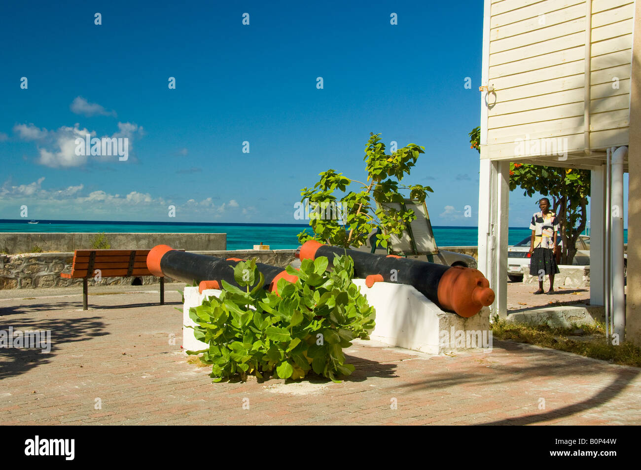 Historic canons in the town square in Cockburn Town Grand Turk Turks ...