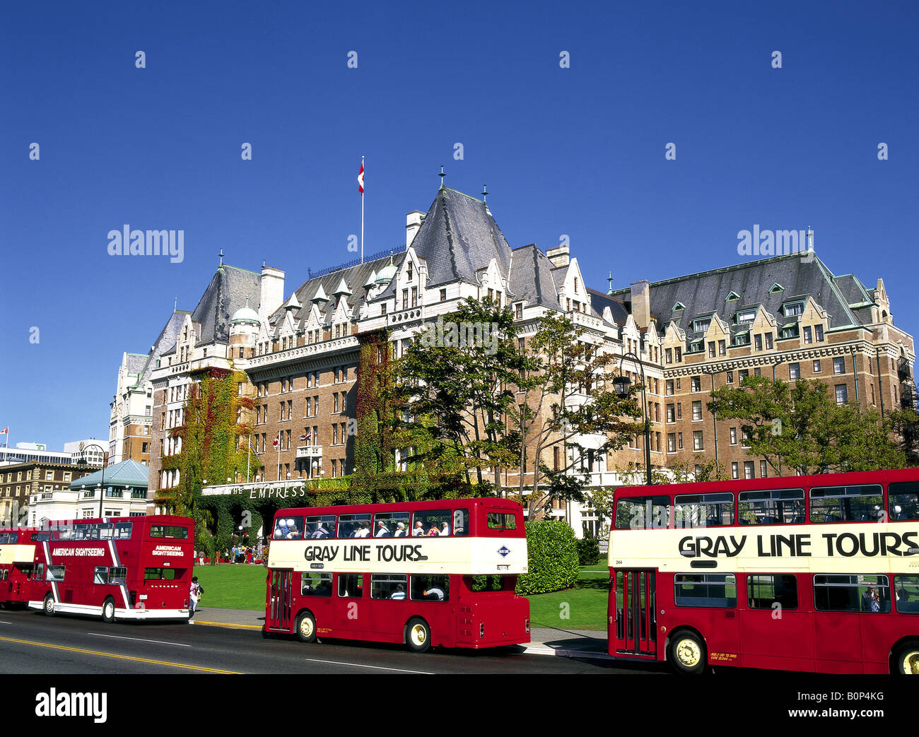 The Grand Empress Hotel and double-decker buses Victoria British ...