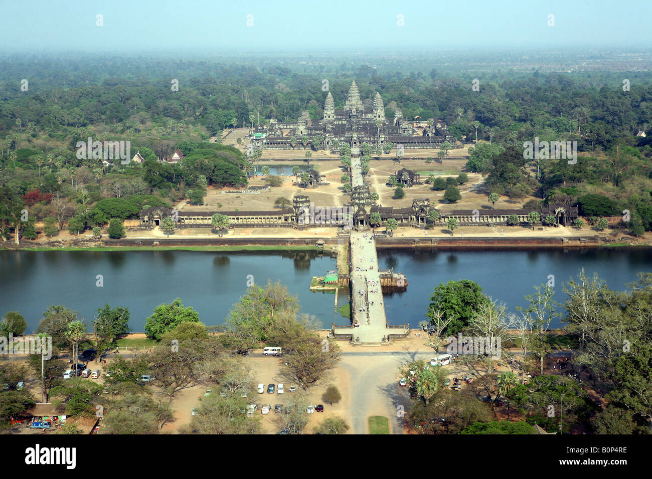 Aerial view of Angkor Wat and its moat built by Suryavarman 2nd 1000 ...