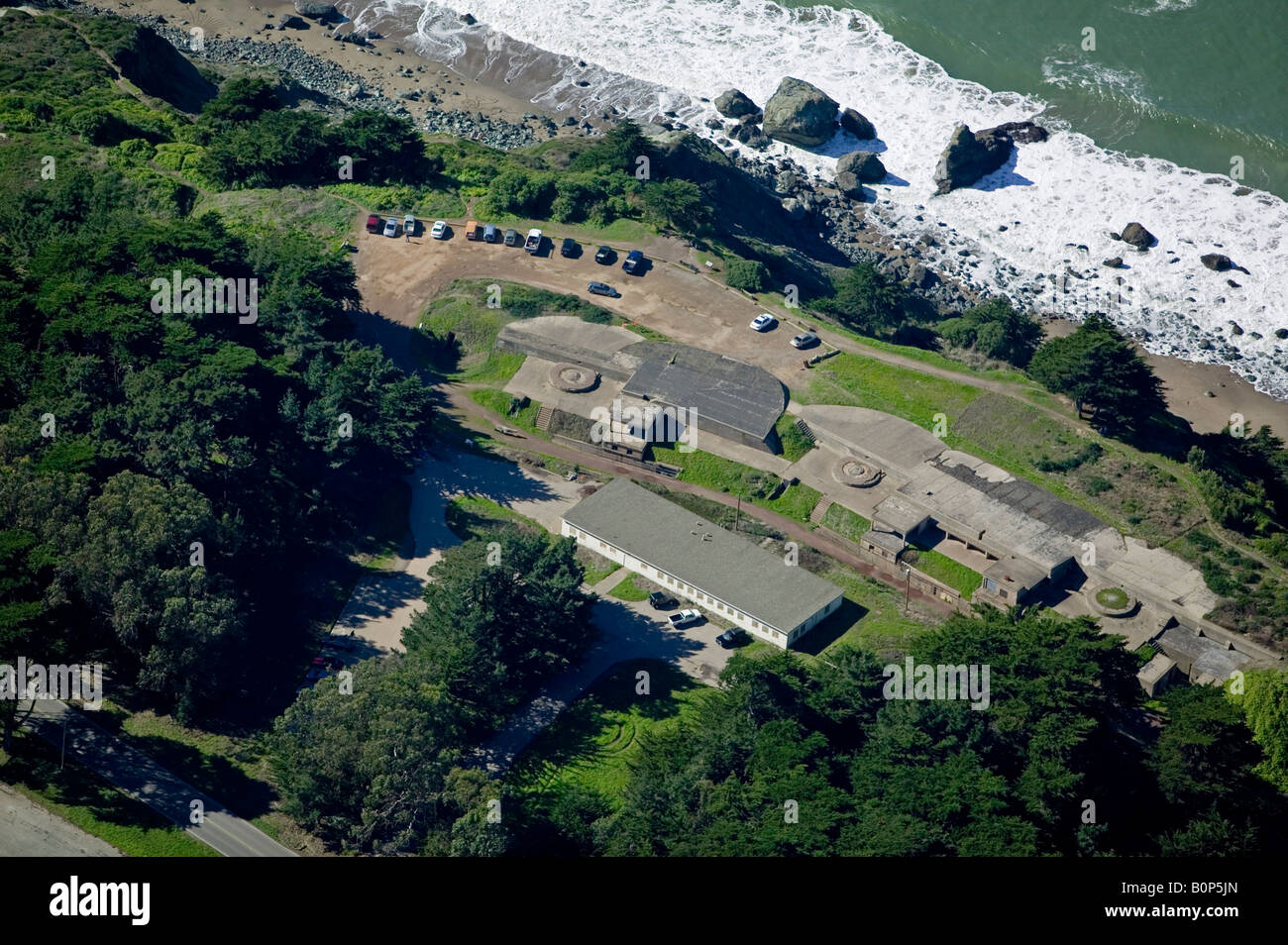 aerial above bunker San Francisco Presidio Golden Gate National ...