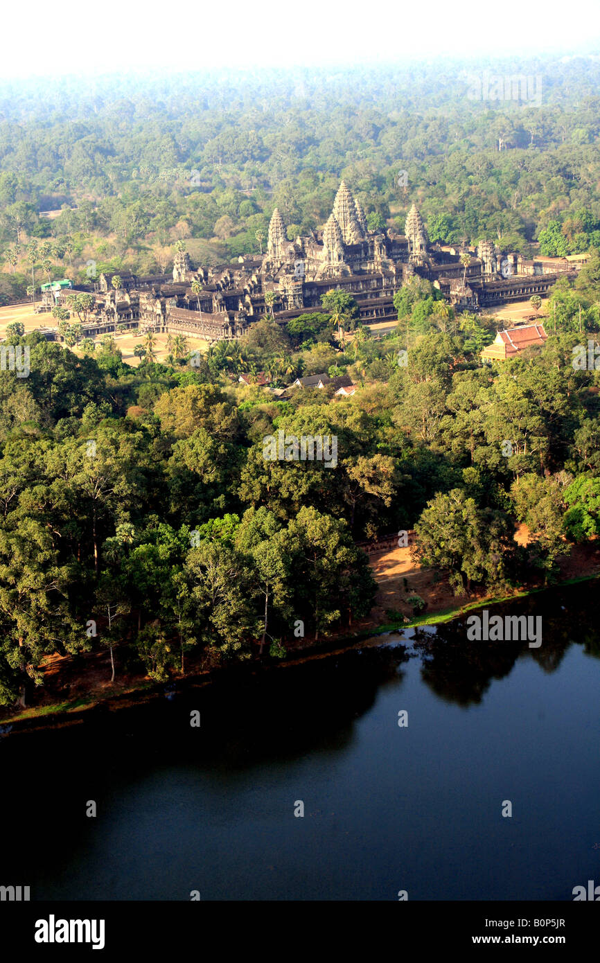 Aerial view of Angkor Wat and its moat built by Suryavarman 2nd 1000 ...