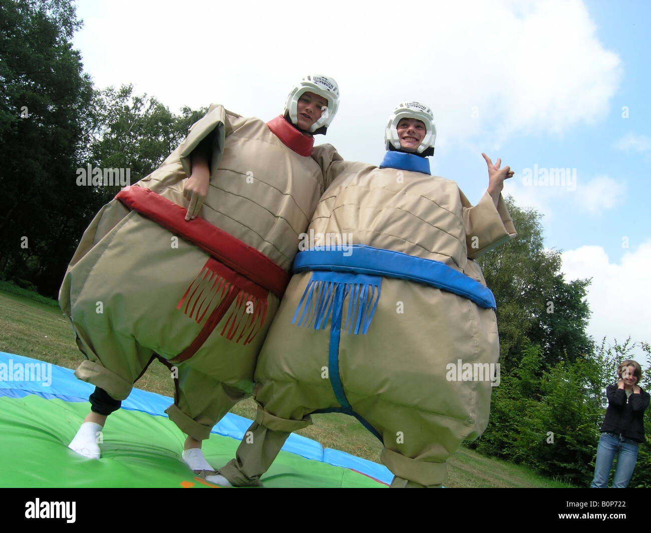 students in sumo wrestling suits at school camp Stock Photo - Alamy