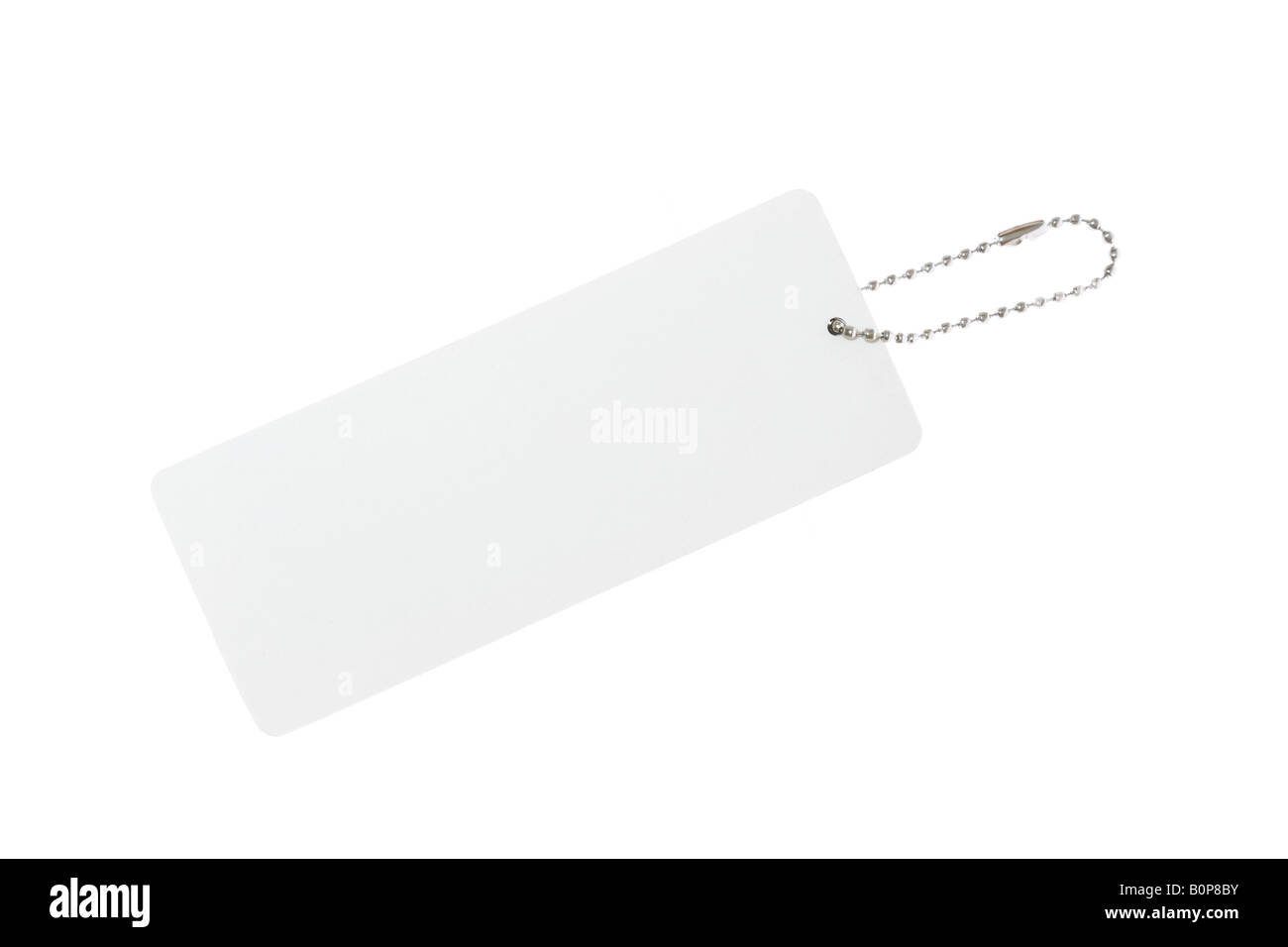 Tag with Metal Chain on white background Stock Photo - Alamy
