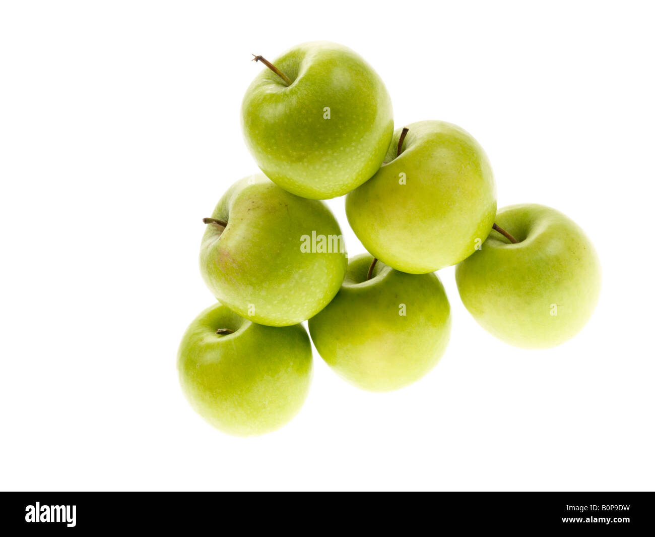 Fresh Ripe Sweet Green Apples Fruit Isolated White Background With A ...