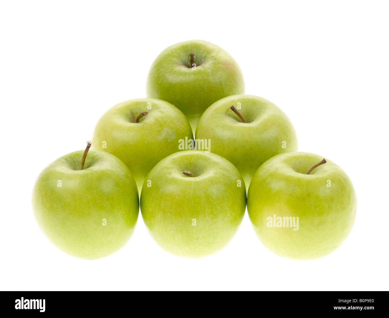 Fresh Ripe Sweet Green Apples Fruit Isolated White Background With A ...