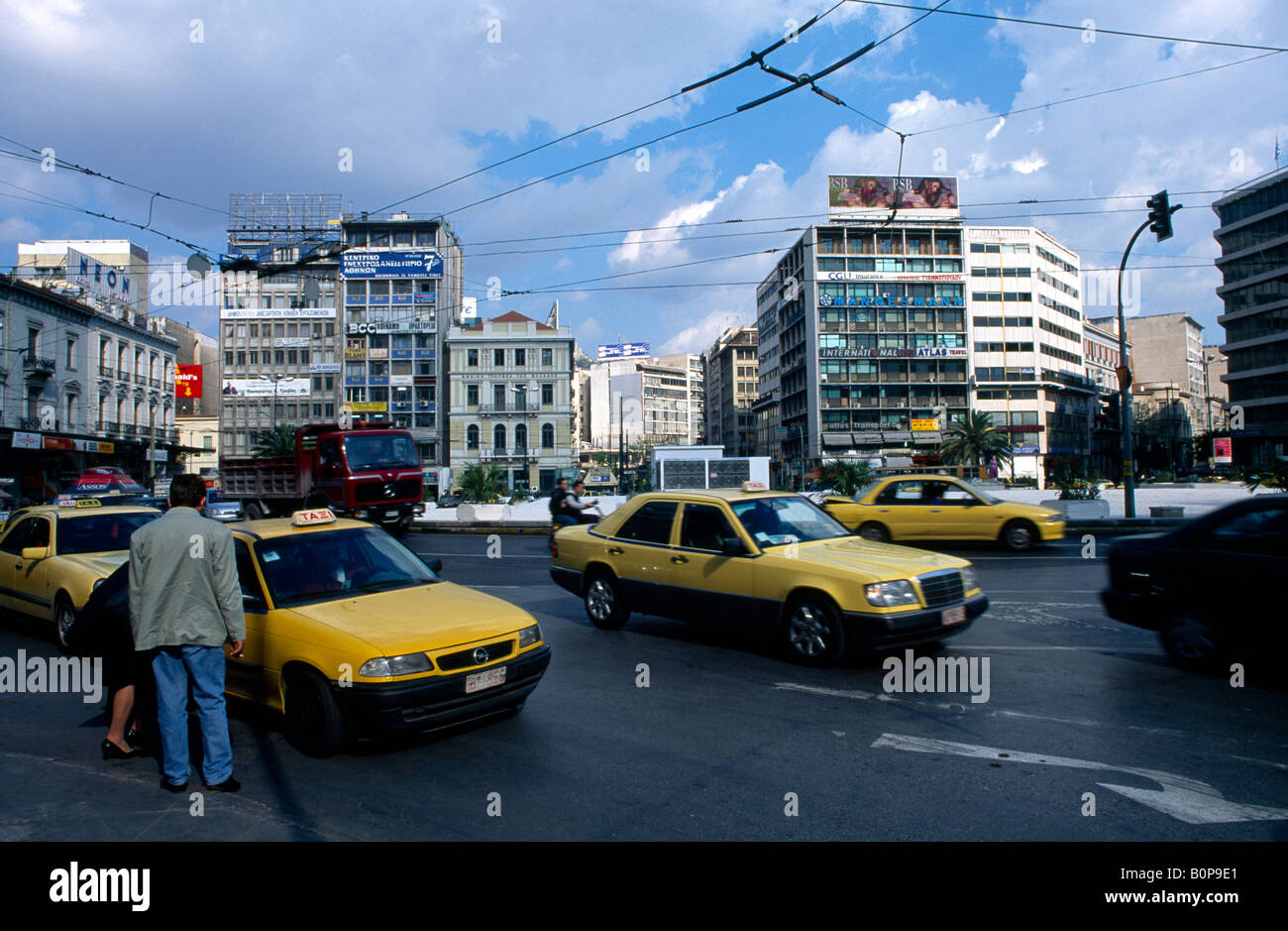 Athens Greece Omonia Square Taxis Stock Photo - Alamy