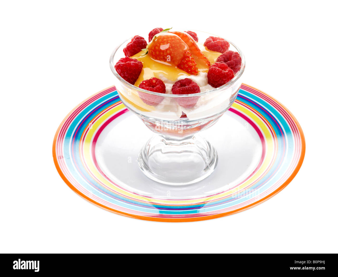 Greek Yoghurt with Honey and Red Berries Stock Photo - Alamy